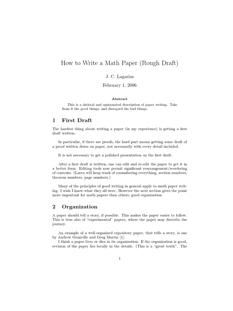 How To Write A Math Paper (Rough Draft) | PDF | Conjecture ...