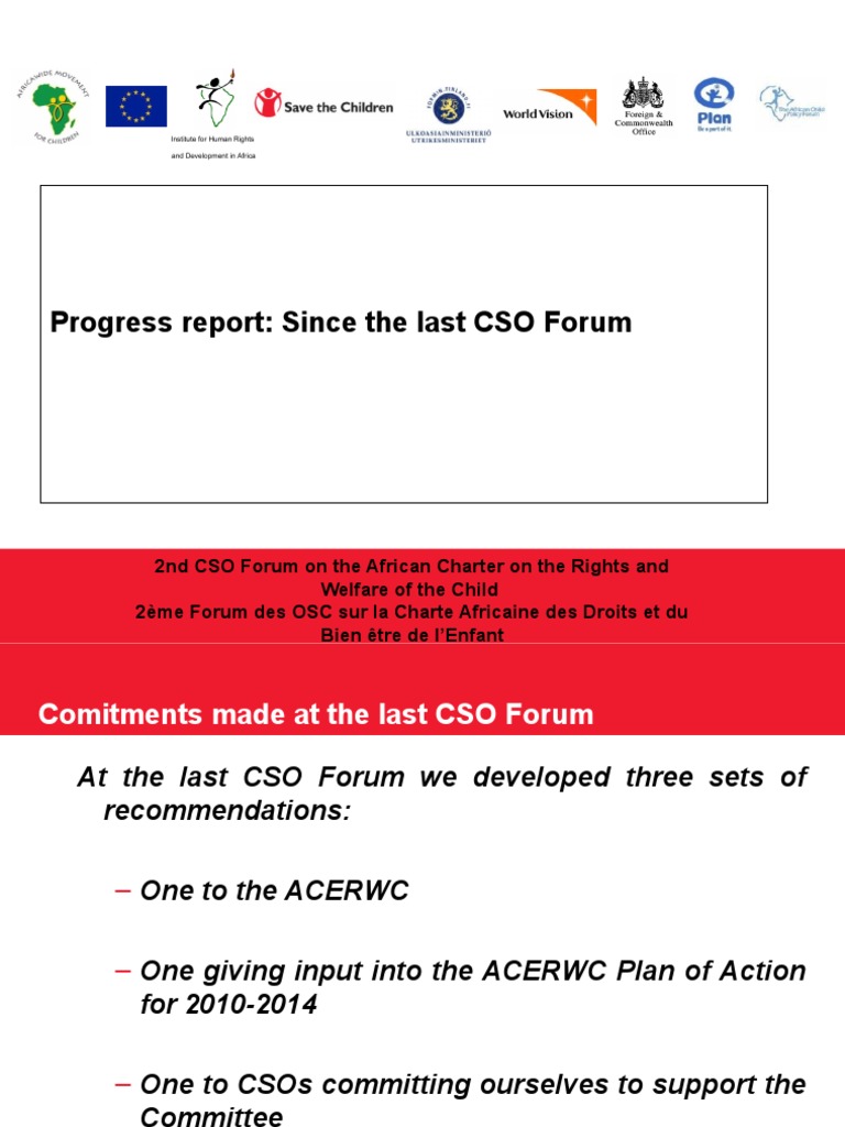 ACERWC 2nd CSO Forum Progress Report of The CSO Forum | PDF | Law And ...