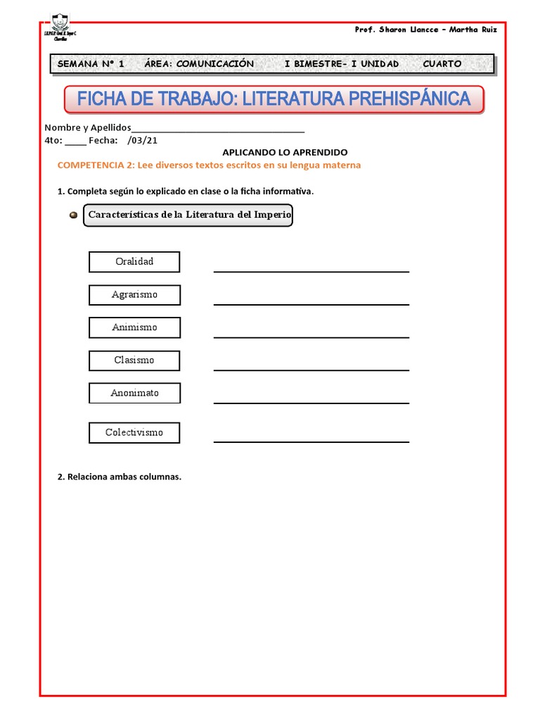 Actividad 1 La Literatura Prehispánica | PDF