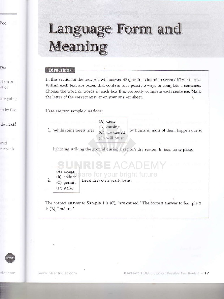 Practice Test 1 - Language Form and Meaning | PDF | Neognathae | Birds