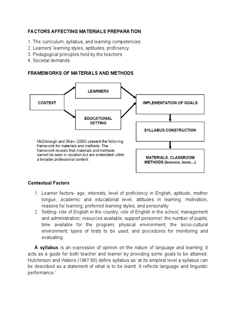 Key Factors in Materials Preparation | PDF | Language Education | Learning