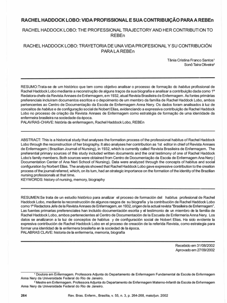 Rachel Haddock Lobo Vida Profissional e Sua Contri | PDF | Enfermagem