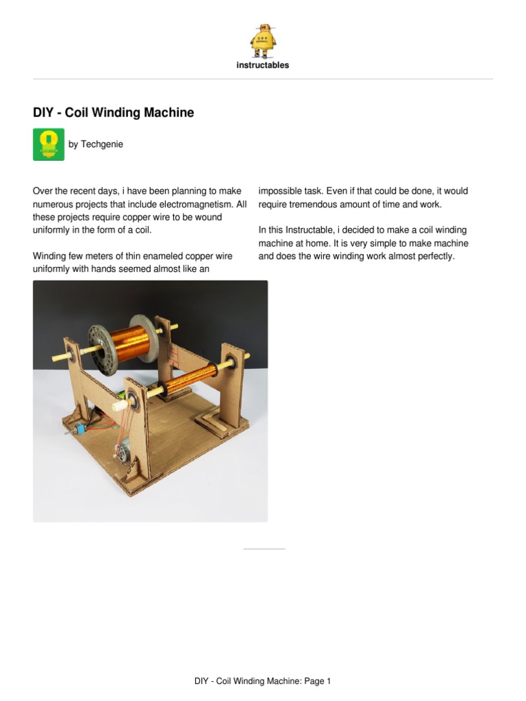DIY Coil Winding Machine Guide | PDF | Electric Motor | Wire