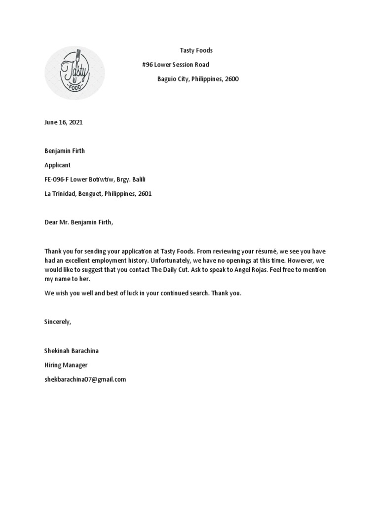 Benjamin Firth Application | PDF