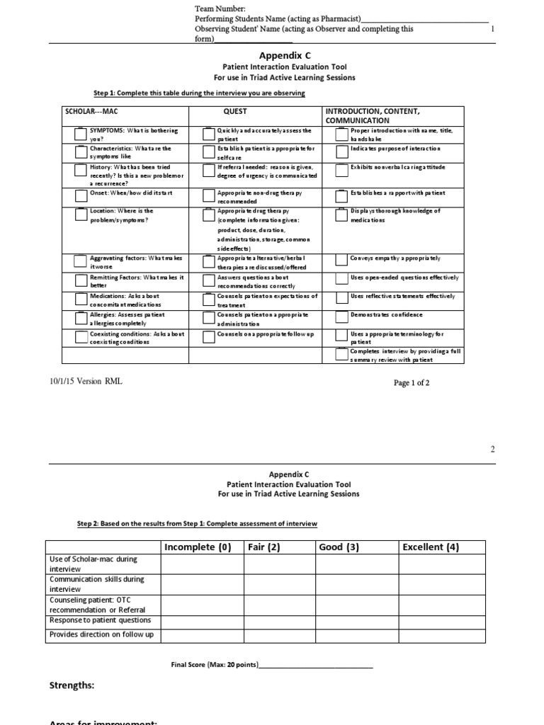 Scholar Mac Rubric | PDF | Patient | Psychology