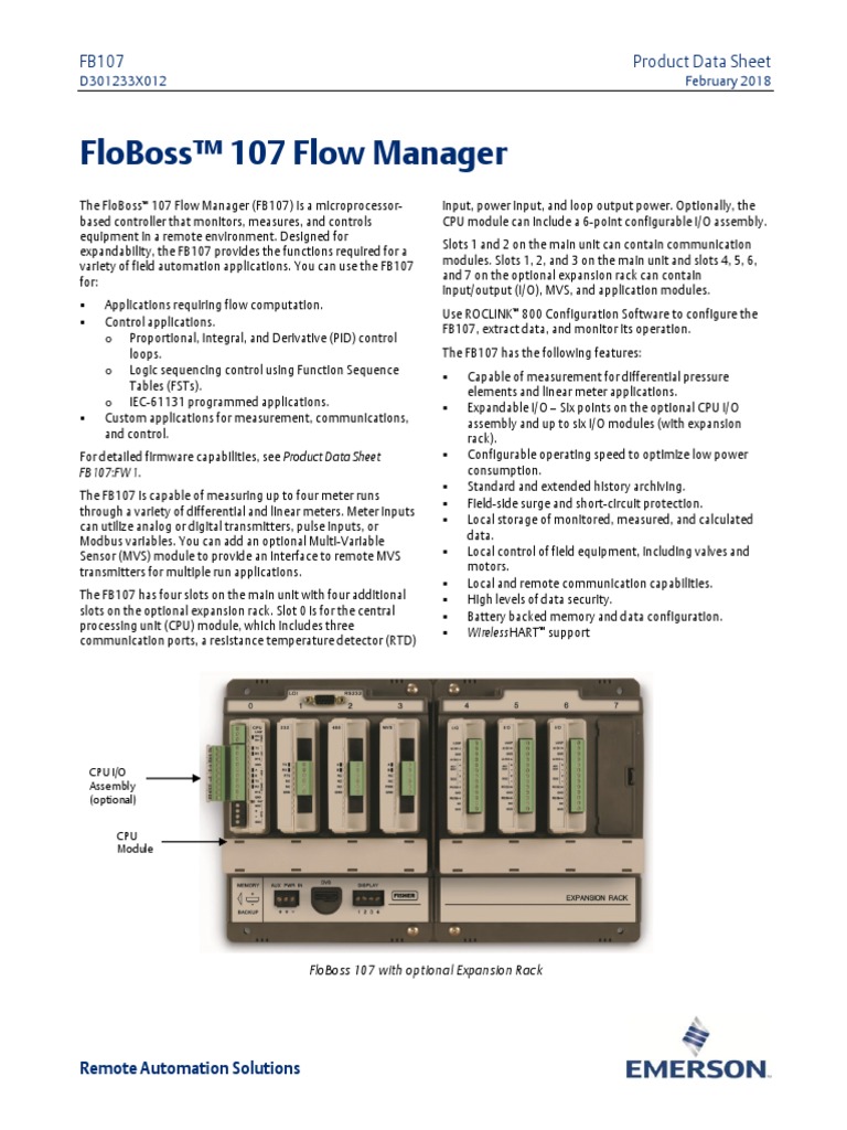 Product Data Sheet Floboss 107 Flow Manager Fb107 en 132260 | PDF | Input/Output | Usb