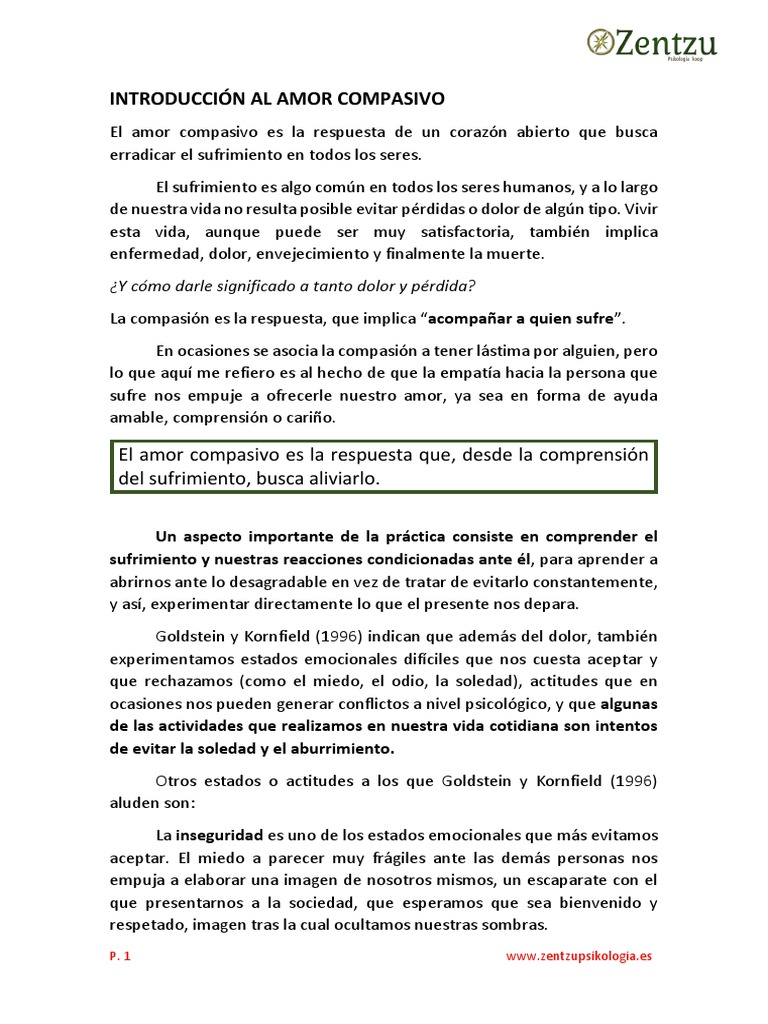 Introducción al Amor Compasivo | PDF | Amor | Sufrimiento