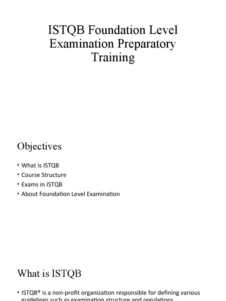 ISTQB Foundation Level Examination Preparatory Training | PDF ...