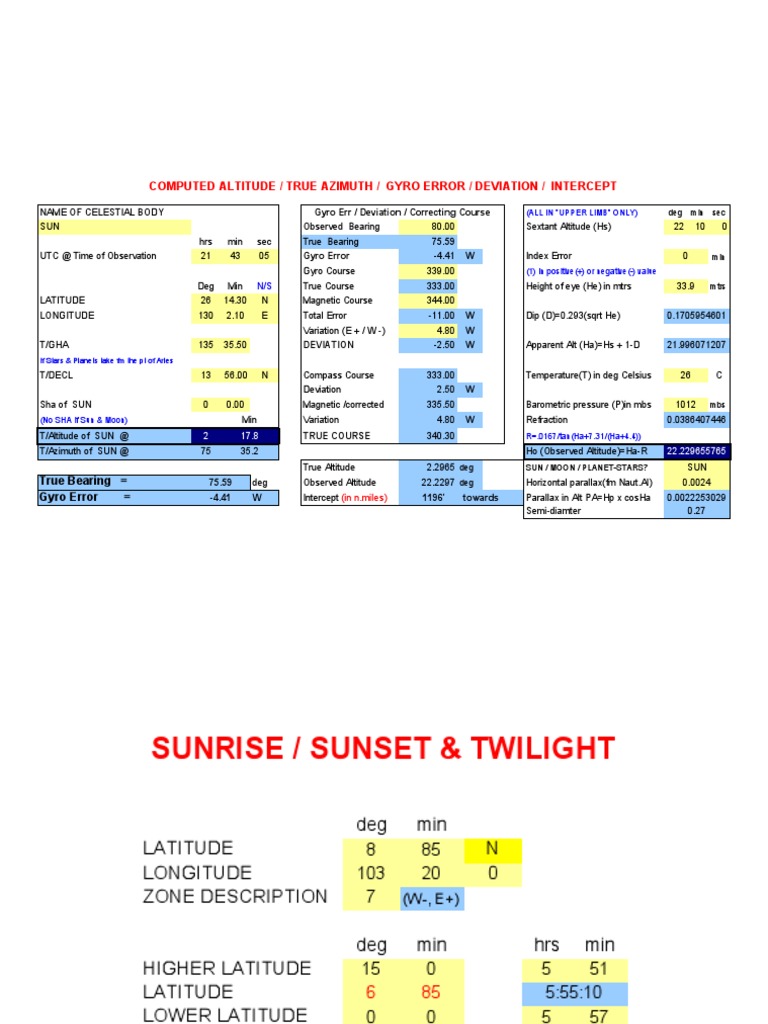 Determining Position from Celestial Observations | PDF | Longitude | Navigation