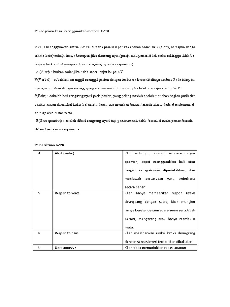 Penanganan Kasus Metode AVPU | PDF