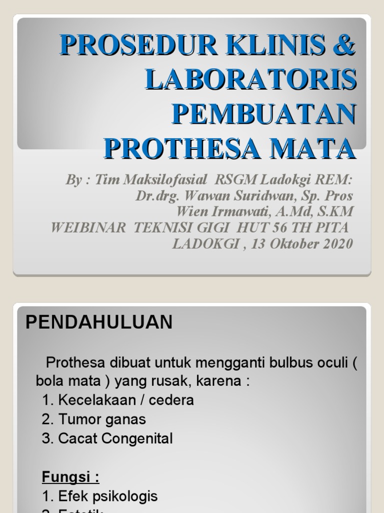 MATERI PRESENTASI PROTESA MATA - Ladokgi | PDF