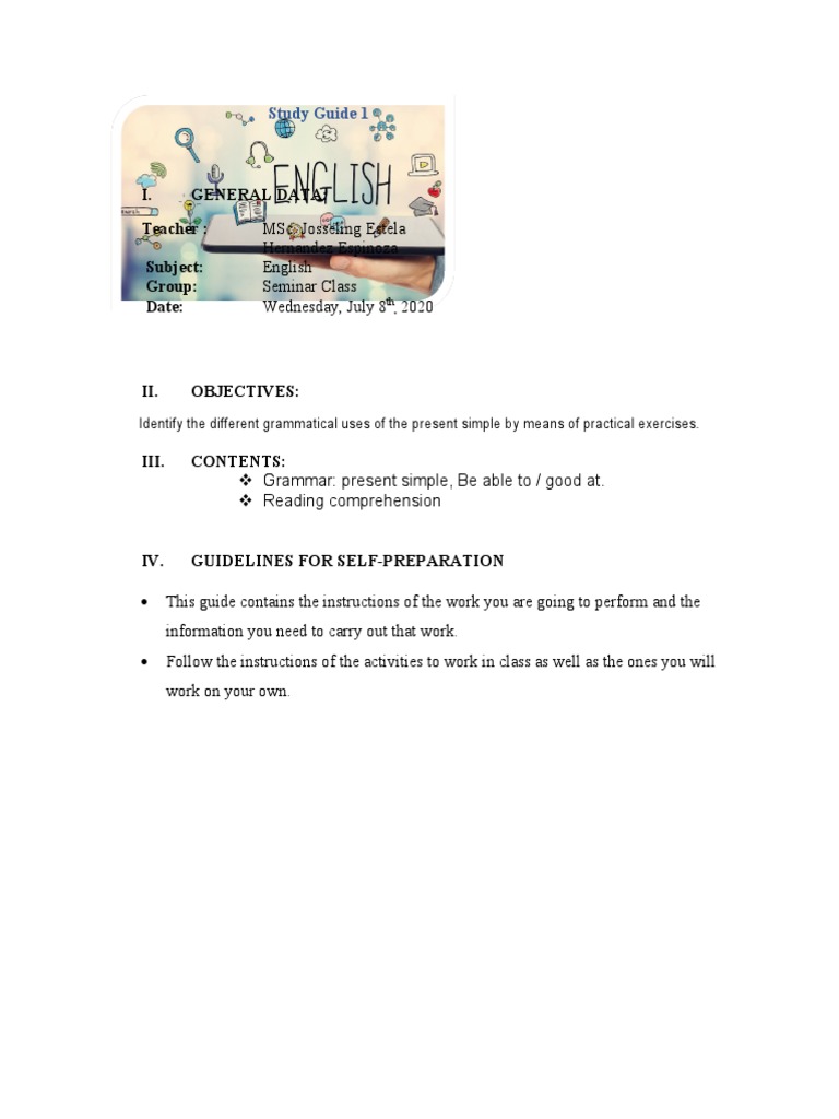 English Handout 1 - Digital Class | PDF | Language Mechanics ...