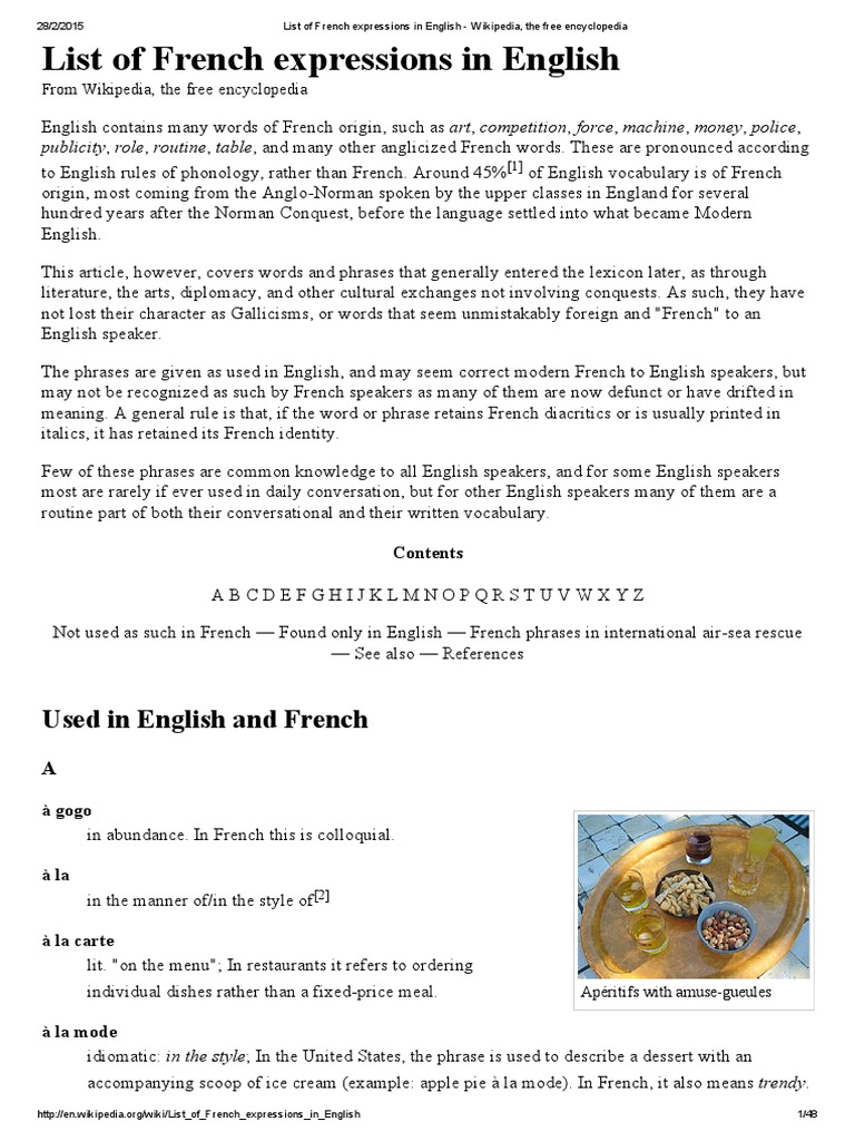 List of French Expressions in English - Wikipedia, The Free ...