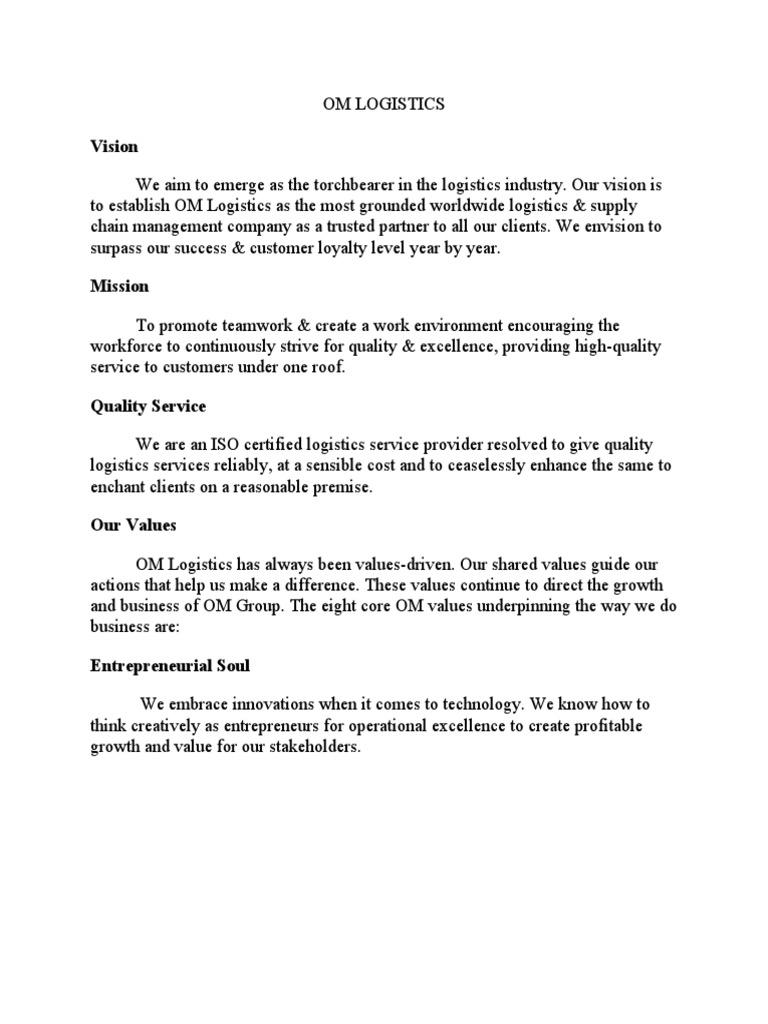 Om Logistics | PDF | Sustainability | Logistics