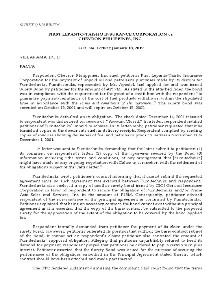 Surety Bond Liability Case Analysis | PDF | Surety | Justice