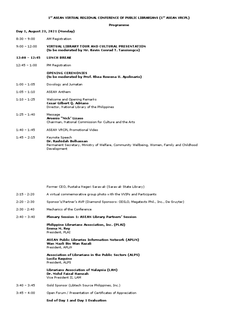 AVRCPL Outline and Program (10.50) | PDF | Libraries | Library Science