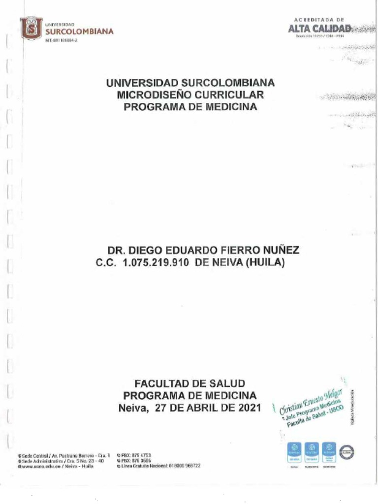 Contenido Programatico Pensum Defn Usco-Comprimido | PDF