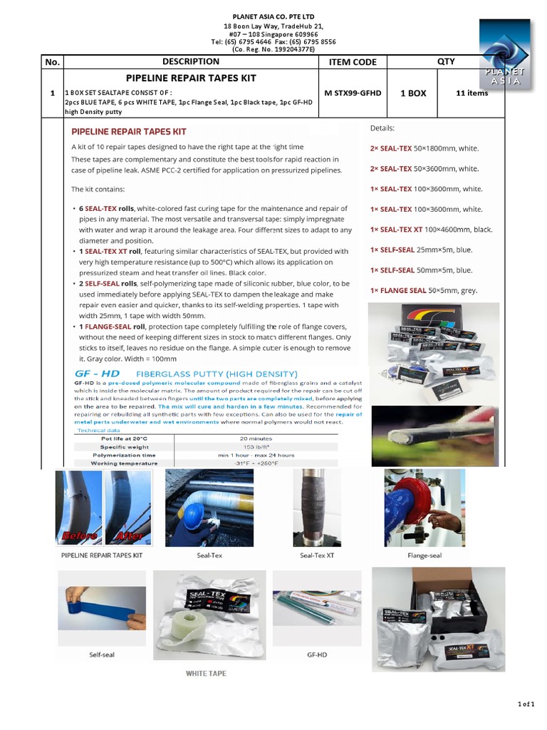 SEALTEK Pipeline Repair Tapes STX99 Kit - Instalation Guide | PDF