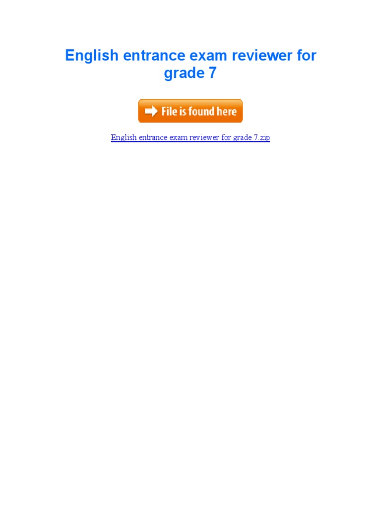 English Entrance Exam Reviewer For Grade 7.zip | Download Free PDF ...