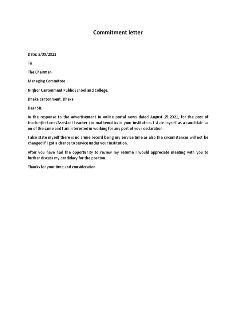 Commitment Letter | PDF