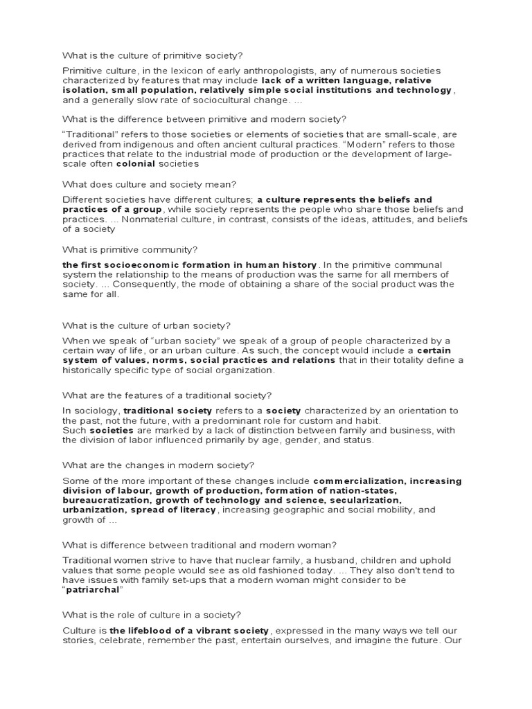 What Is The Culture of Primitive Society | PDF | Philippines ...