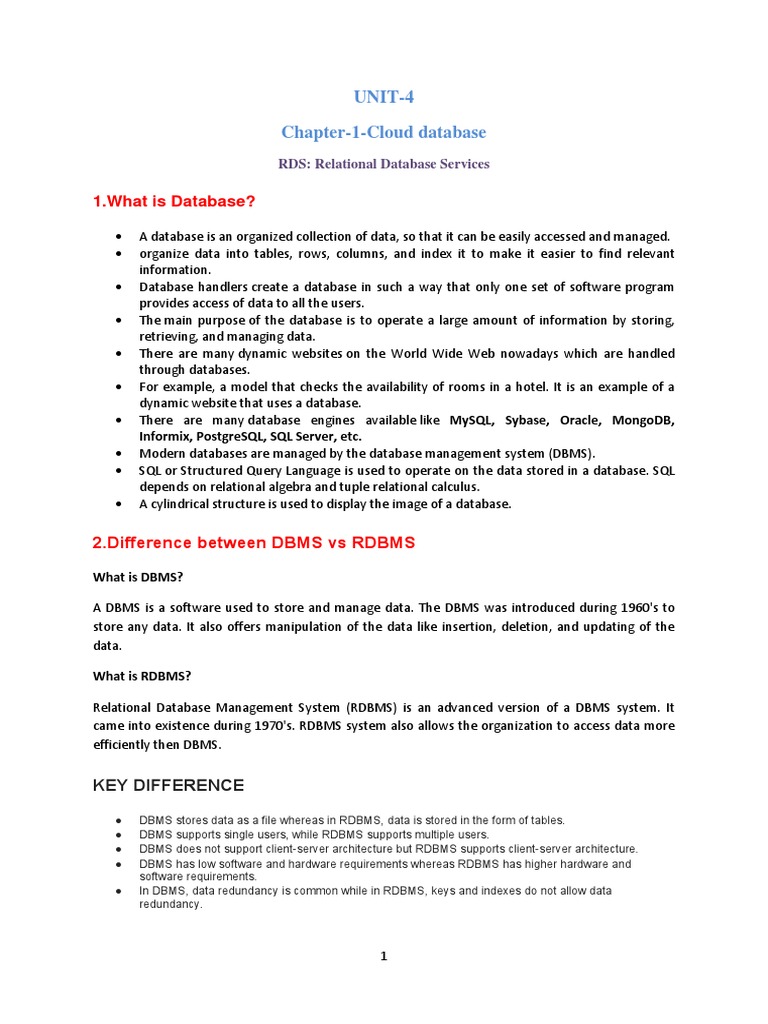 Unit 4 Notes CC Ramadevi | PDF | Relational Database | Databases