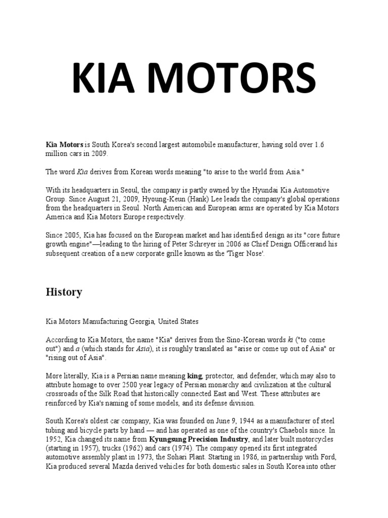 Kia Motors | PDF | Vehicles | Automotive Industry