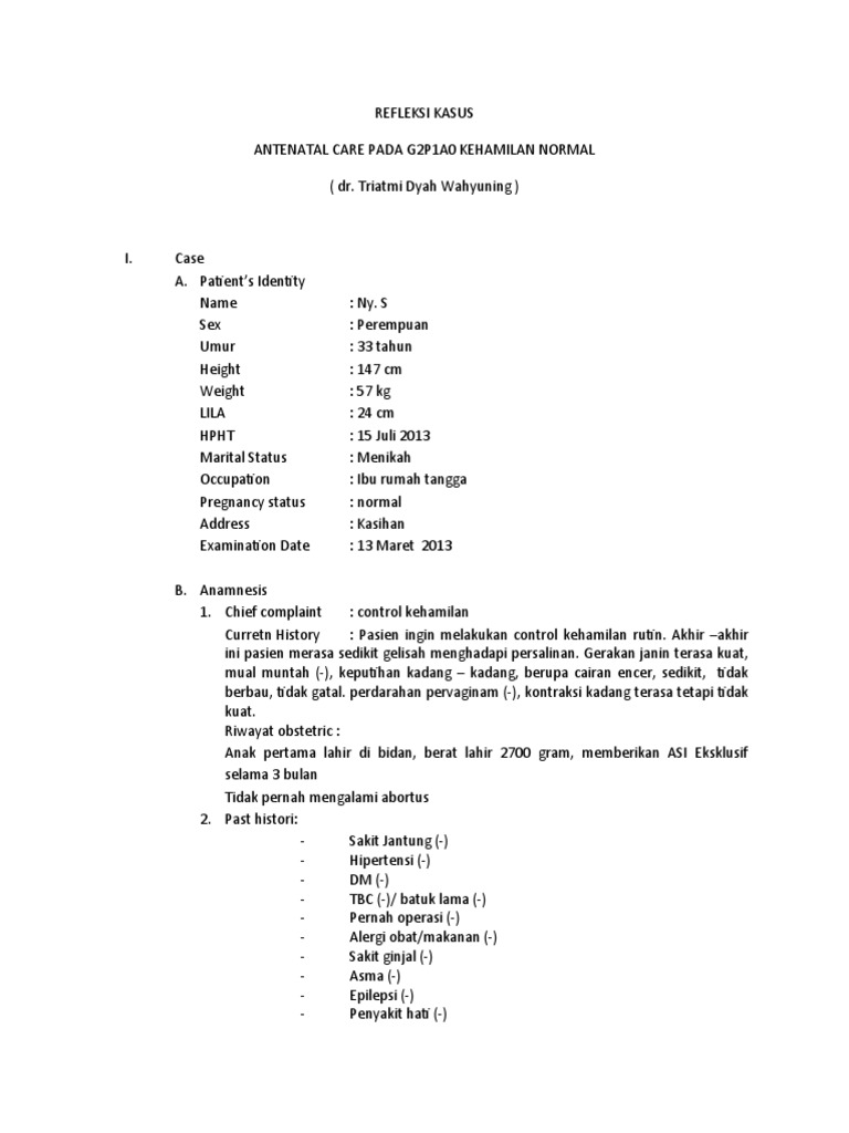 Refleksi Kasus Anc | PDF