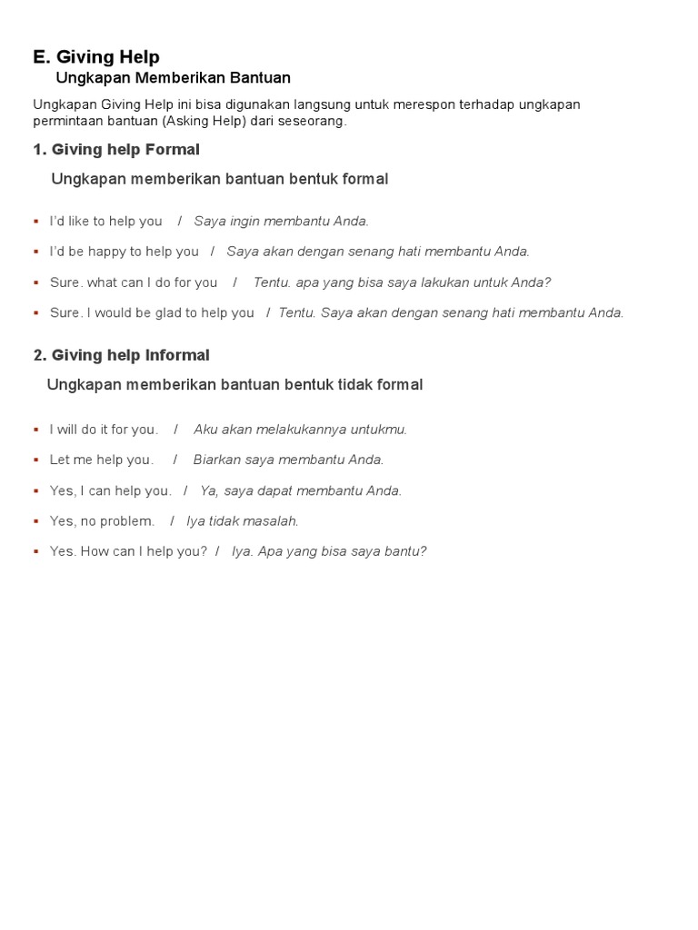 Materi 2 KD 3.1 Expression Asking and Offering For Help | PDF