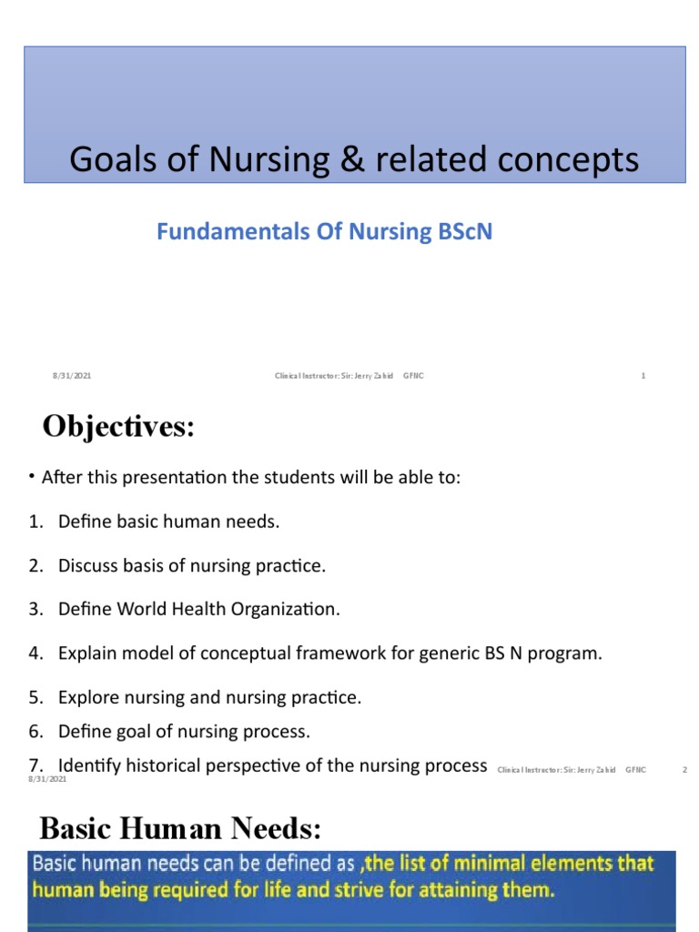 Unit # 03 Goals of Nursing & Related Concepts | PDF | Health Sciences ...