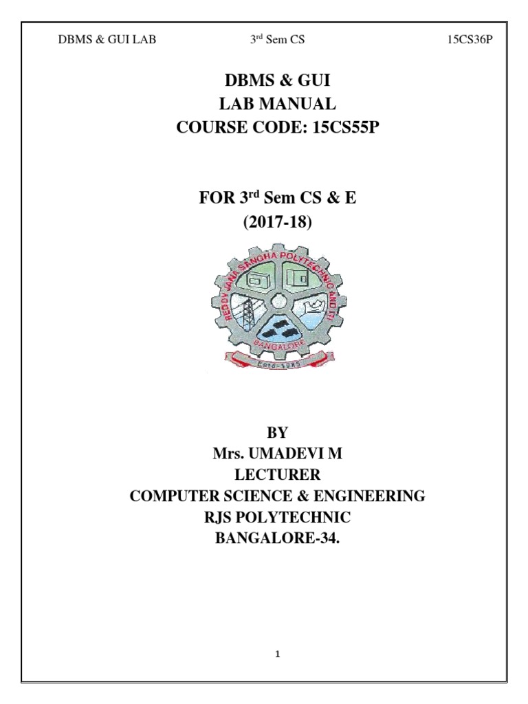 DBMS & GUI Lab Manual | PDF | Databases | Data Management