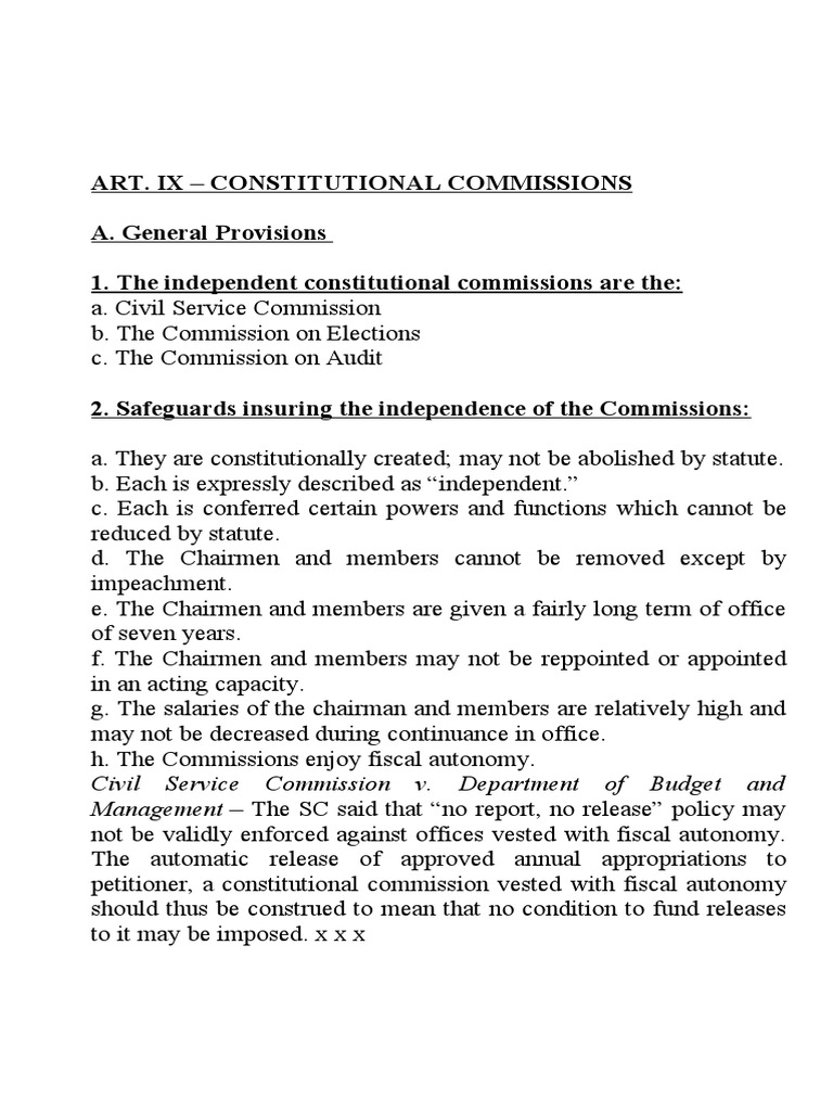 Overview of Philippine Constitutional Commissions | PDF | Commission On ...