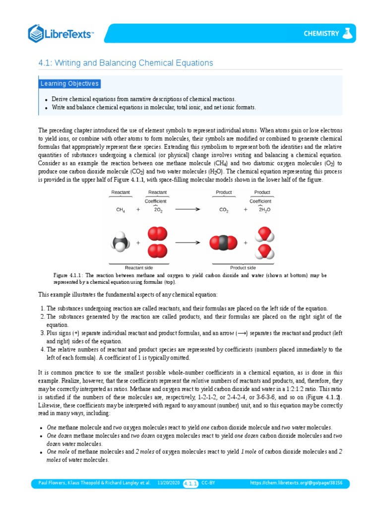 Writing and Balancing Chemical Equations | PDF | Molecules | Sodium ...