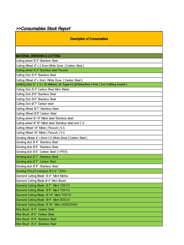 Consumable Stock June 2021 | PDF | Grinding (Abrasive Cutting) | Drill