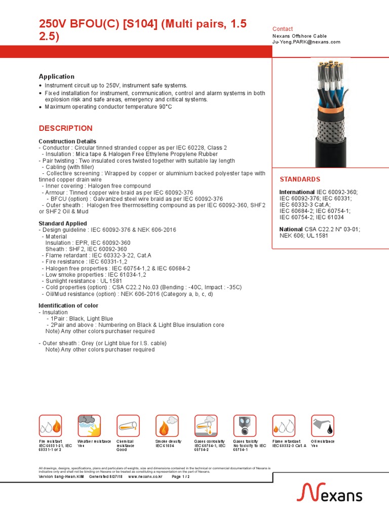 250V BFOU (C) (S104) (Multi Pairs, 1.5 2.5) : Description | PDF | Wire ...