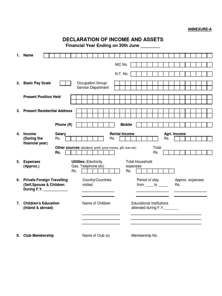 Declaration of Income & Assets | PDF | Expense | Banks