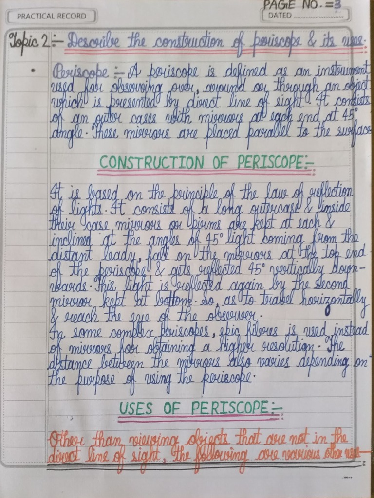 Construction & Uses of Periscope | PDF