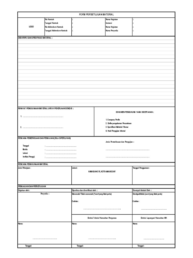 Form Persetujuan Material | PDF