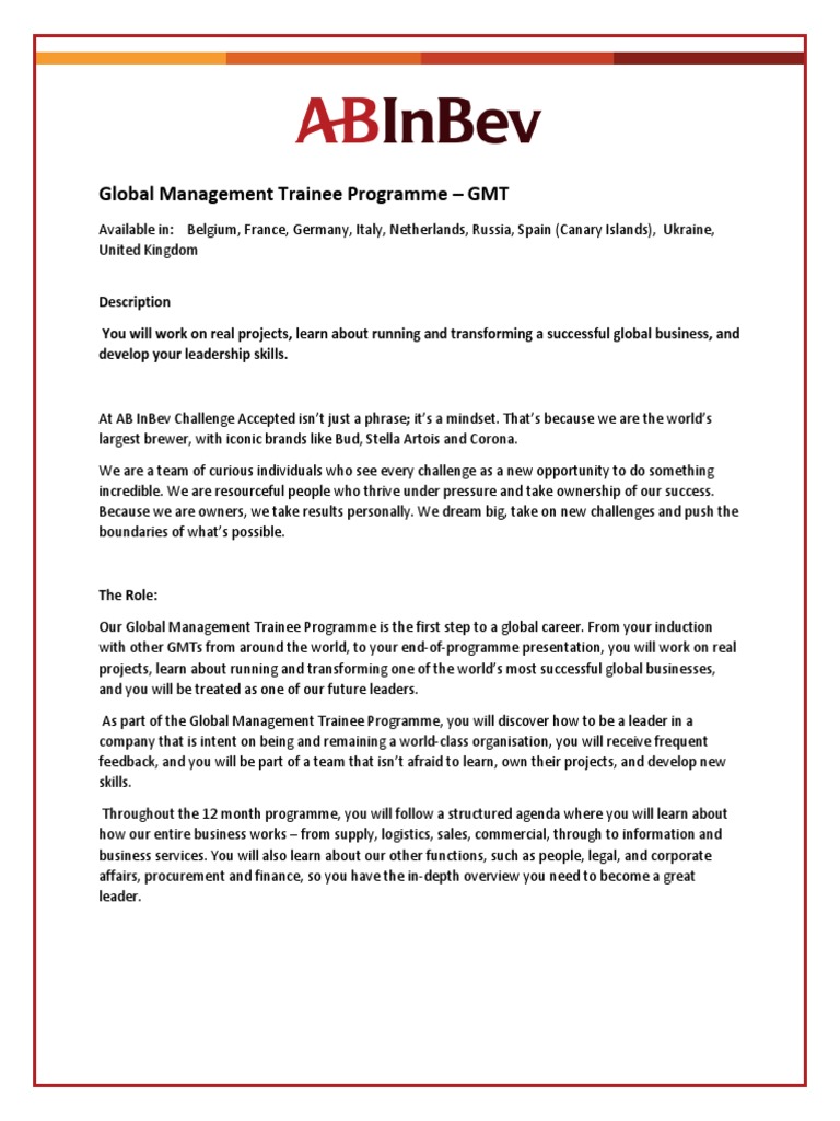 Global Management Trainee Programme | PDF | Cognition