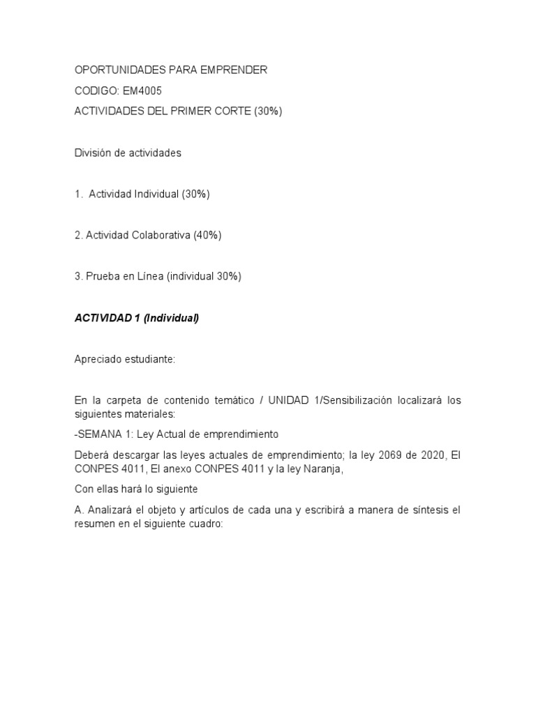 Actividades Del Primer Corte | PDF