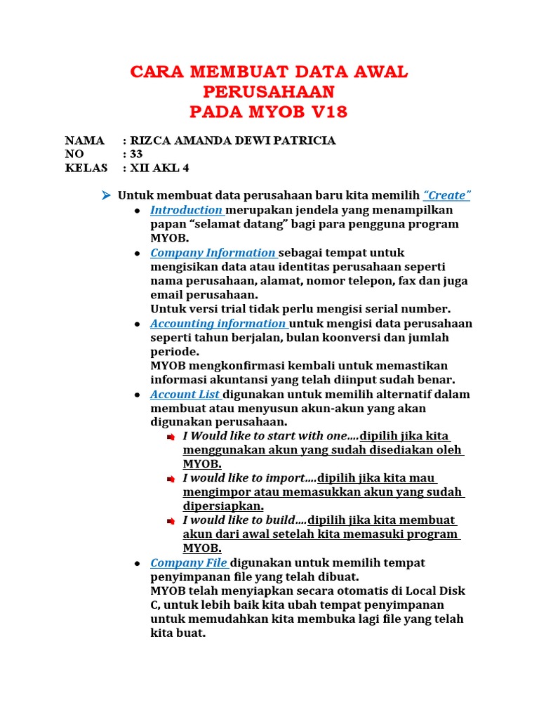 Membuat Data Awal Perusahaan di MYOB | PDF | Pengelolaan Keuangan & Uang