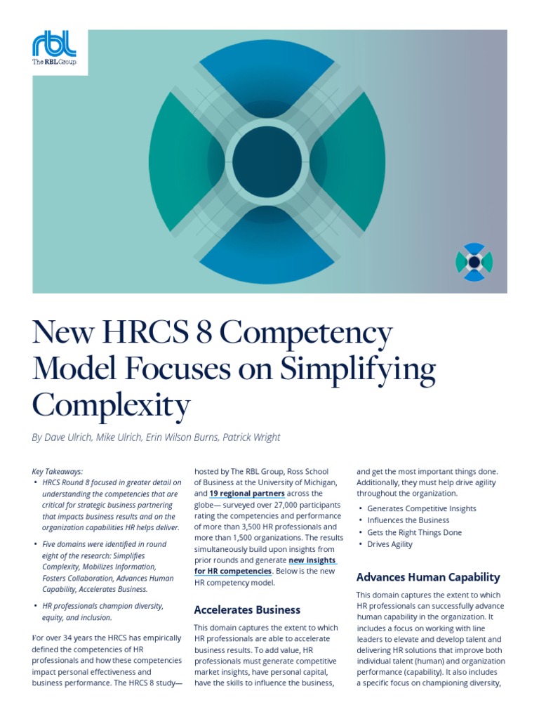 New HRCS 8 Competency Model Focuses On Simplifying Complexity | PDF ...