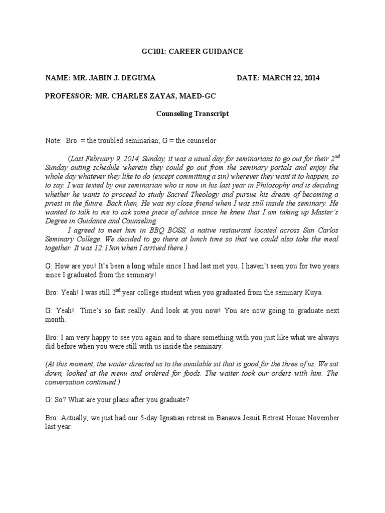 Counseling Interview | PDF