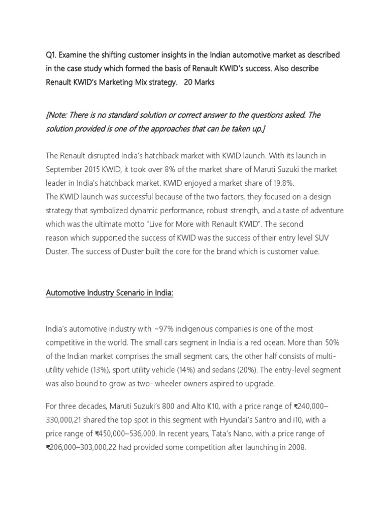 Modal Solution - Assessment 1 | PDF | Consumer Behaviour | Renault