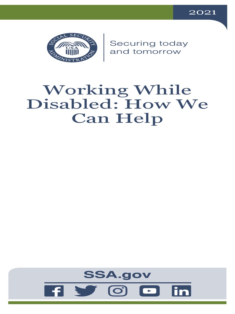 Working While Disabled: How We Can Help: SSA - Gov | PDF | Supplemental ...