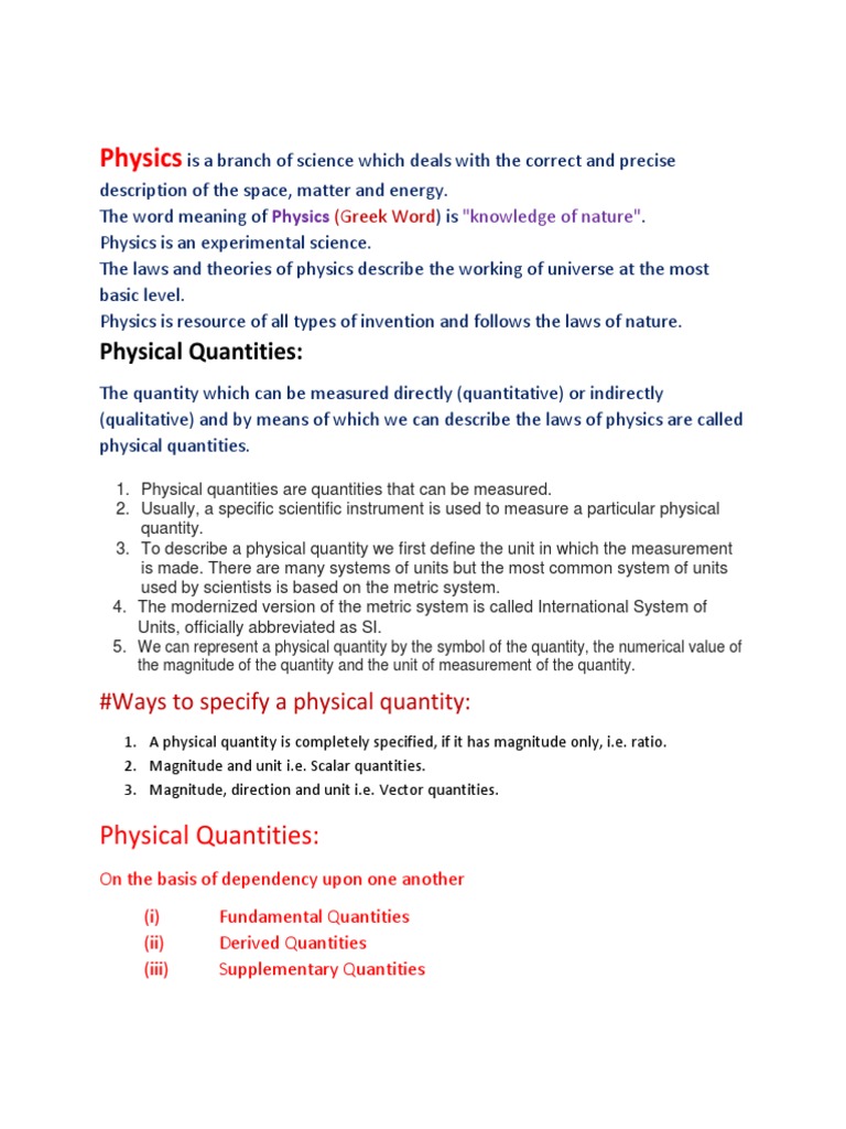 Physics: Physical Quantities | PDF | Significant Figures | Accuracy And ...