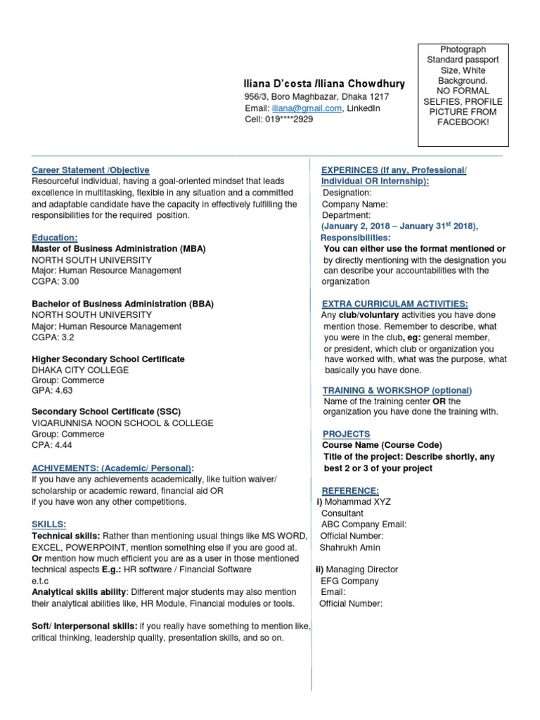 SAMPLE CV SBE Version 4 One Page CV Sample | PDF