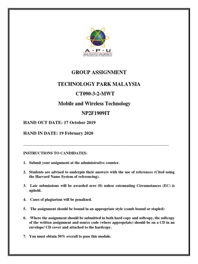 Group Assignment Technology Park Malaysia CT090-3-2-MWT Mobile and Wireless Technology ...