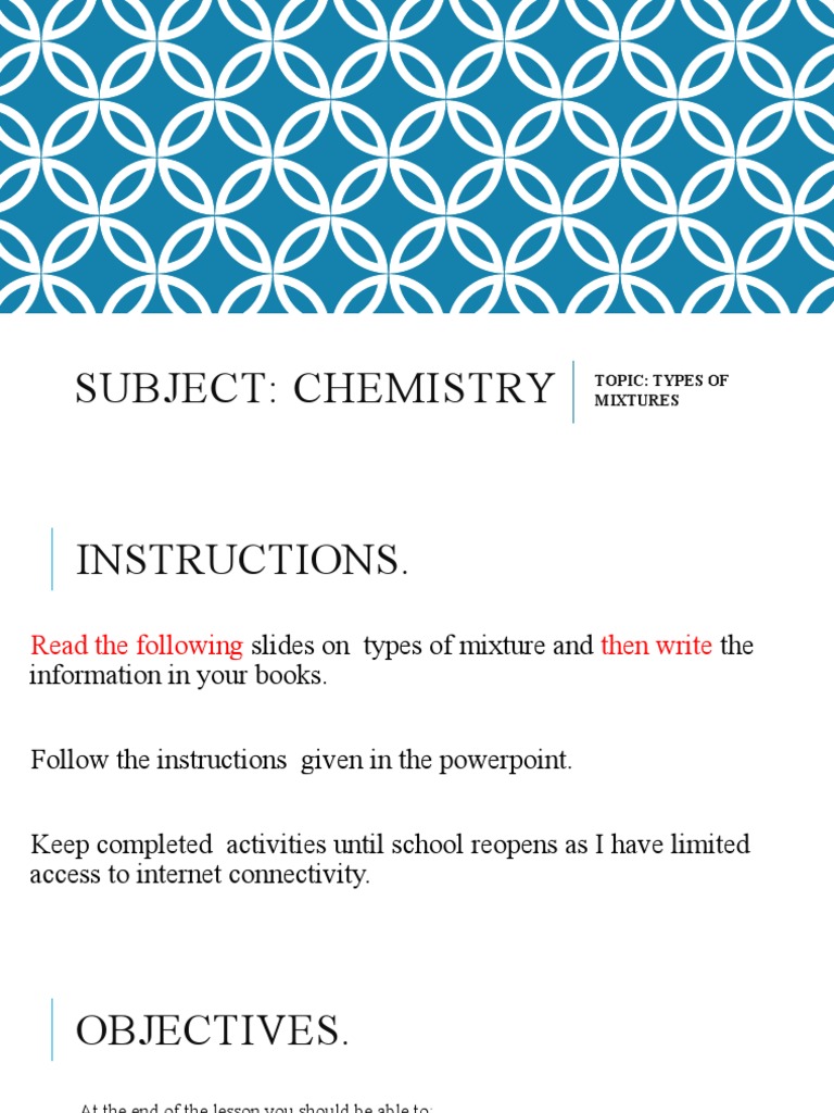 Subject Chemistry Topic Types Of Mixtures Pdf Mixture Solution