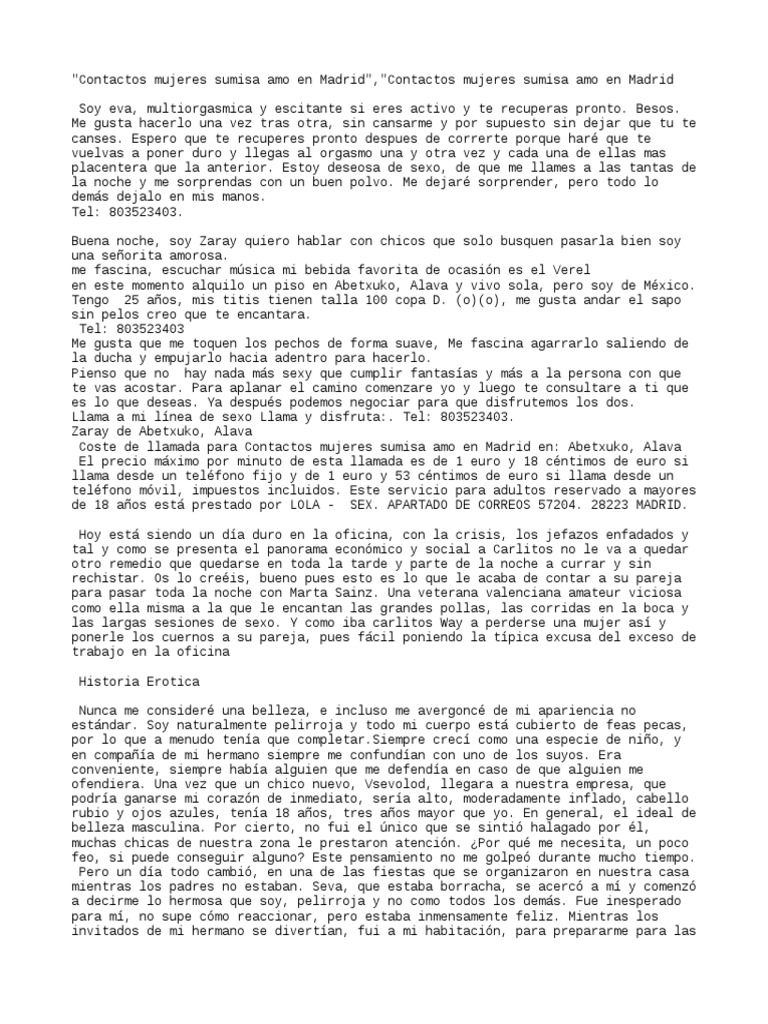 Contactos Mujeres Sumisa Amo en Madrid | PDF | La sexualidad humana ...